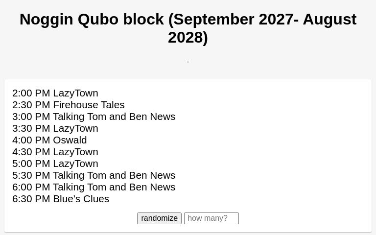 Noggin Qubo block (September 2027- August 2028) ― Perchance Generator