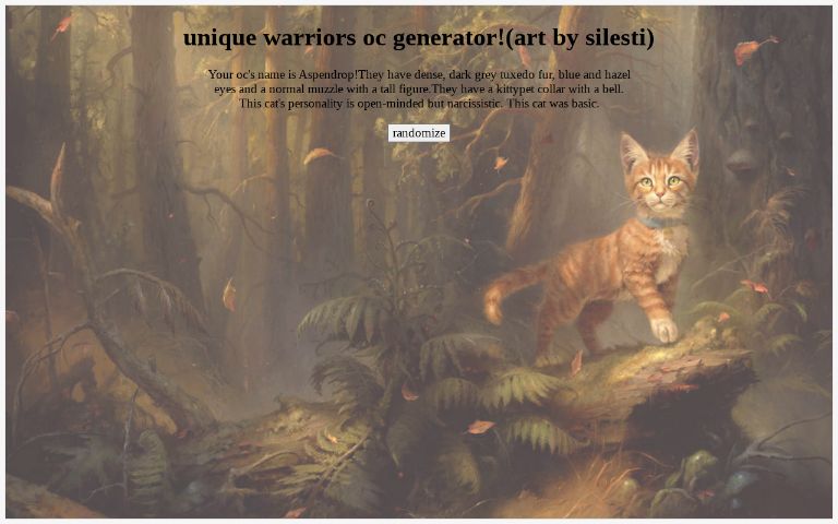 unique warriors oc generator!(art by silesti)