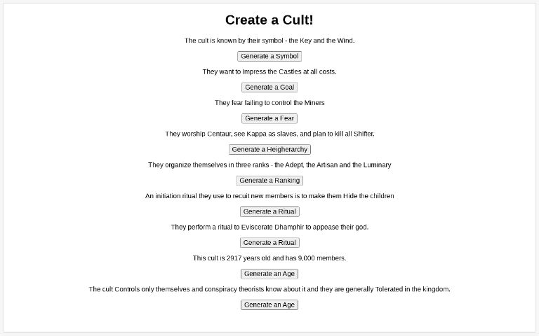 Create a Cult! ― Perchance Generator