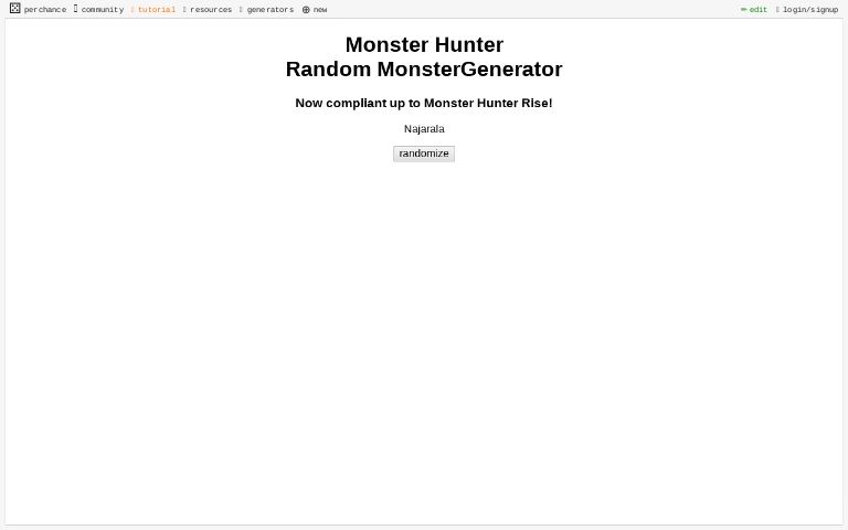 Monster Hunter Random MonsterGenerator
