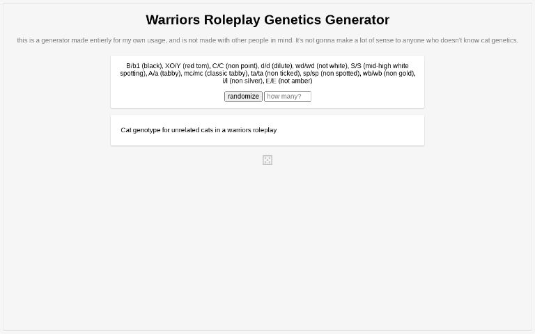 Warriors Roleplay Genetics Generator