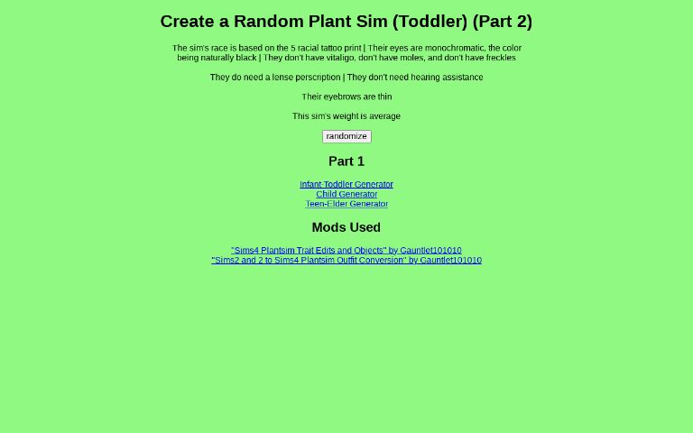Create a Random Plant Sim (Toddler) (Part 2) ― Perchance Generator