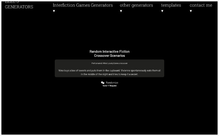 Random Interactive Fiction Crossover Scenarios ― Perchance Generator
