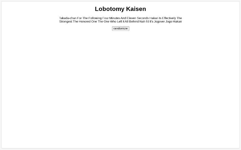 Lobotomy Kaisen ― Perchance Generator