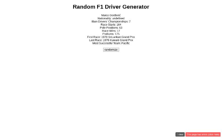 Random F1 Driver Generator