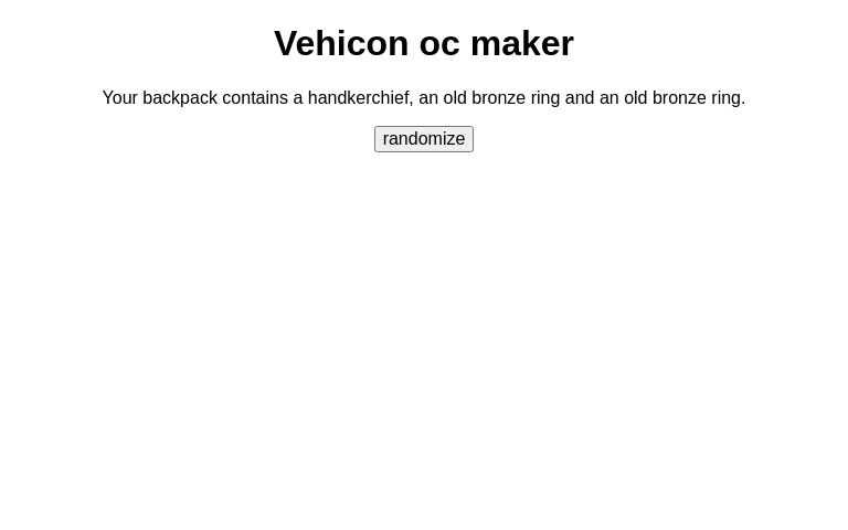 Vehicon oc maker ― Perchance Generator