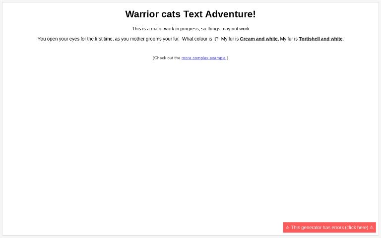 Warrior cats Text Adventure! ― Perchance Generator