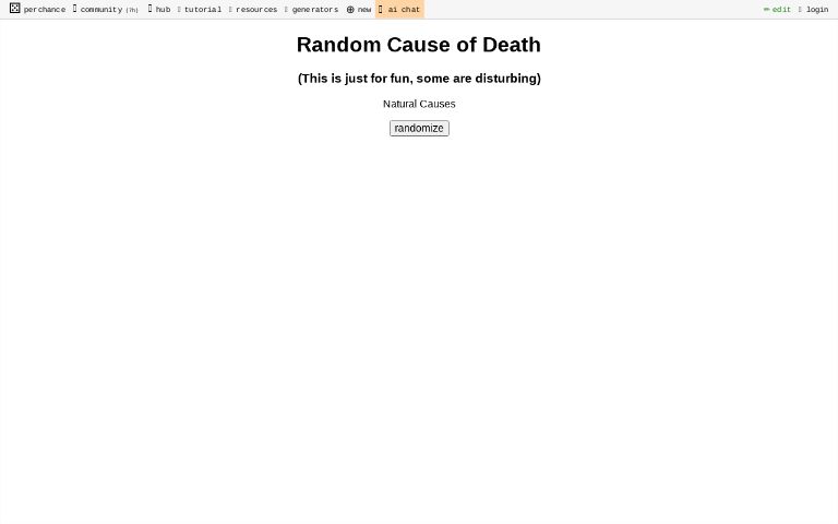Random Cause of Death ― Perchance Generator