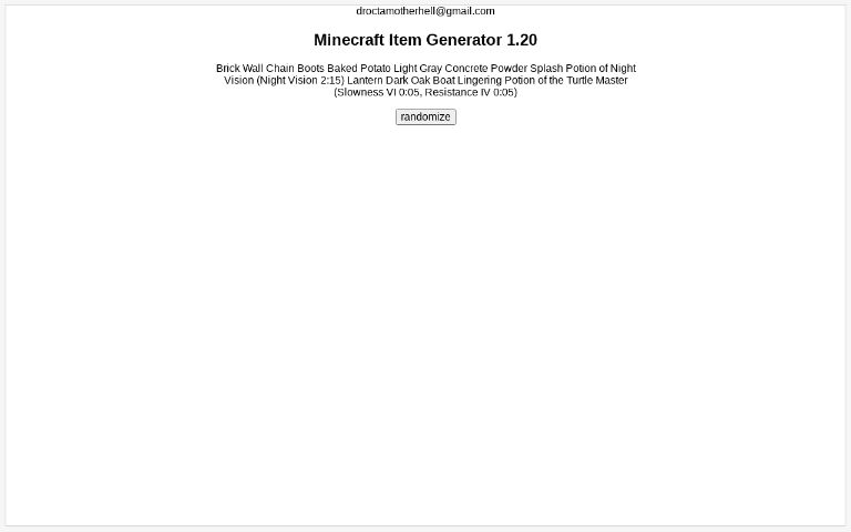 Minecraft Item Generator 1.20