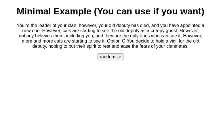 Minimal Example (You can use if you want) ― Perchance Generator