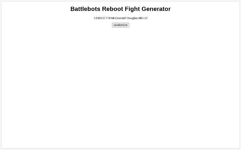 Battlebots Reboot Fight Generator