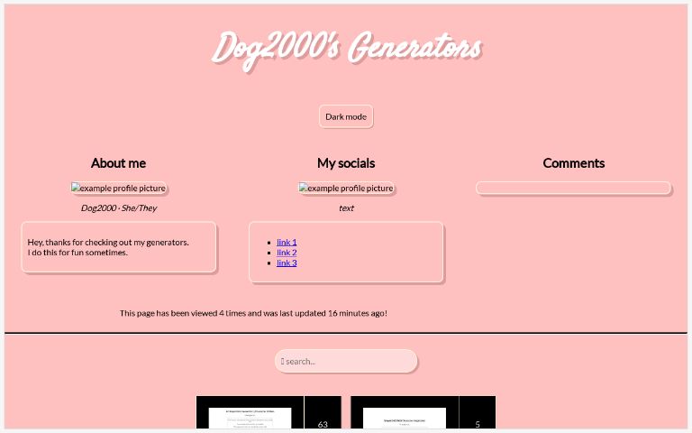 Main Page Template ― Perchance Generator