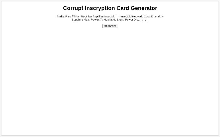 Corrupt Inscryption Card Generator