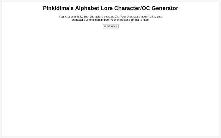 Pinkidima's Alphabet Lore Character/OC Generator