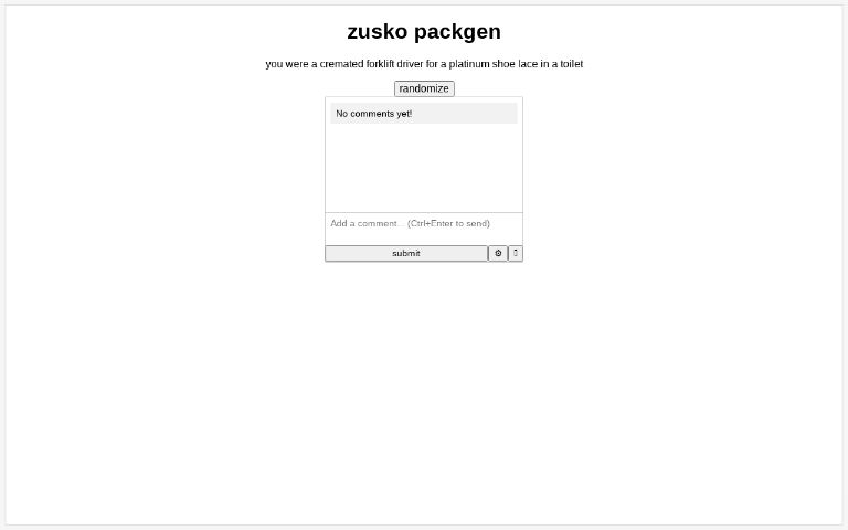 zusko packgen ― Perchance Generator