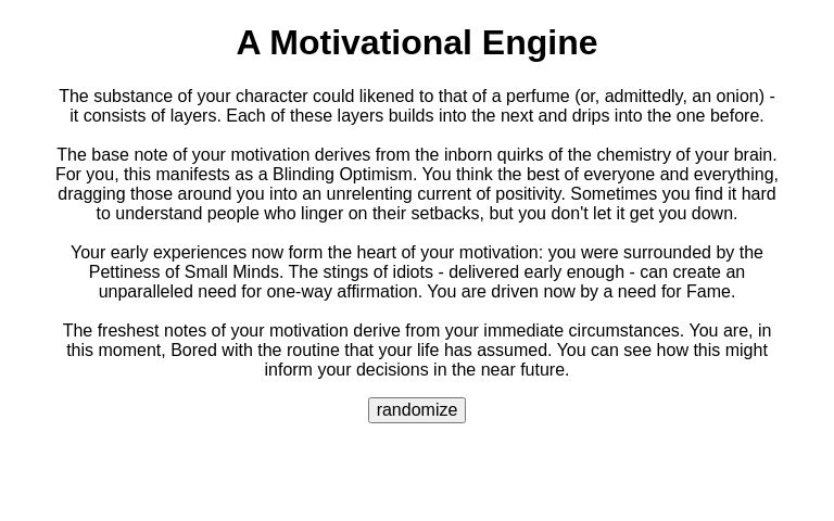 A Motivational Engine ― Perchance Generator