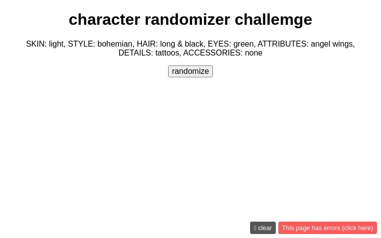 character randomizer challemge ― Perchance Generator