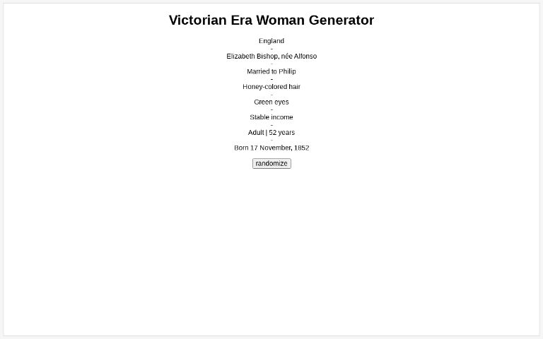 Victorian Era Woman Generator