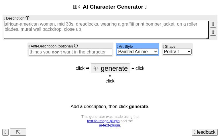 AI Character Generator (free, no sign-up, unlimited)
