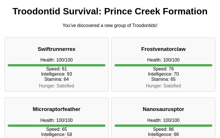 Troodontid Survival: Prince Creek Formation ― Perchance Generator
