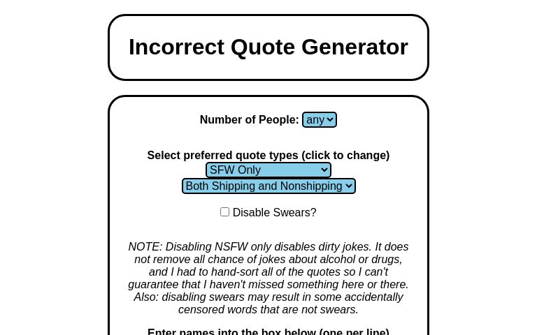 Incorrect Quote Generator