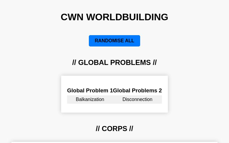 CWN Worldbuilding ― Perchance Generator