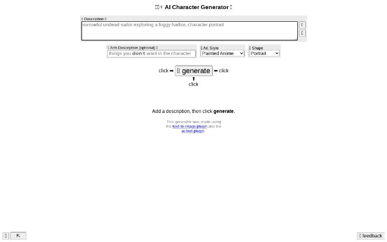 AI Character Generator (free, no sign-up, unlimited)