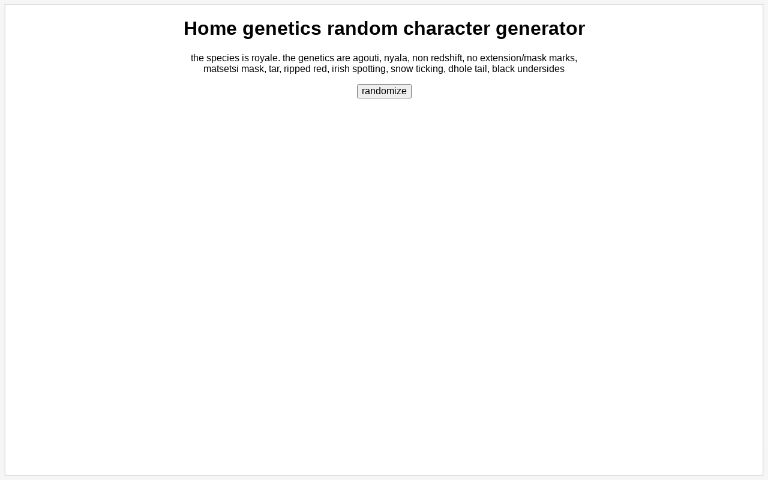 Home genetics random character generator