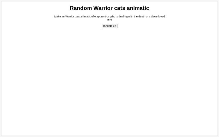 Random Warrior cats animatic ― Perchance Generator