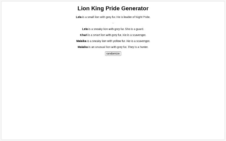 Lion King Pride Generator