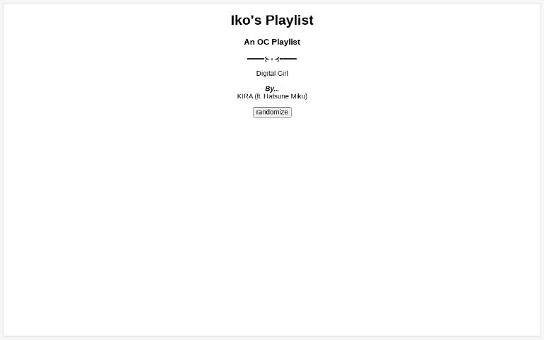 Iko's Playlist ― Perchance Generator