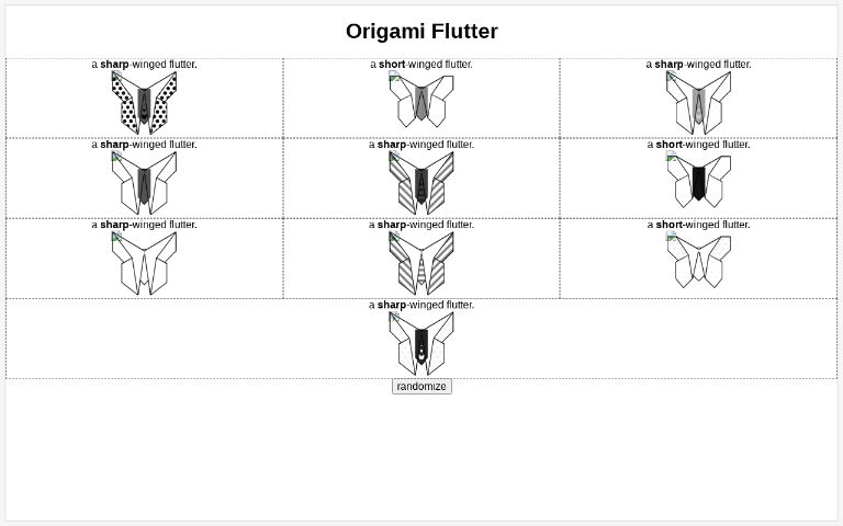 Origami Flutter ― Perchance Generator