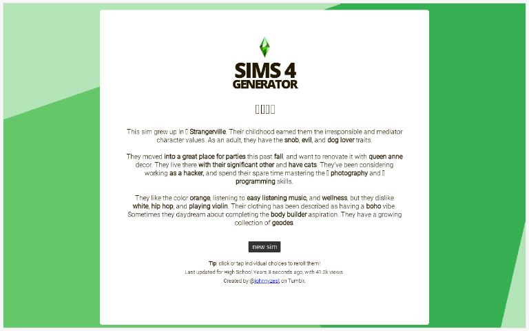 Sims 4 ― Perchance Generator