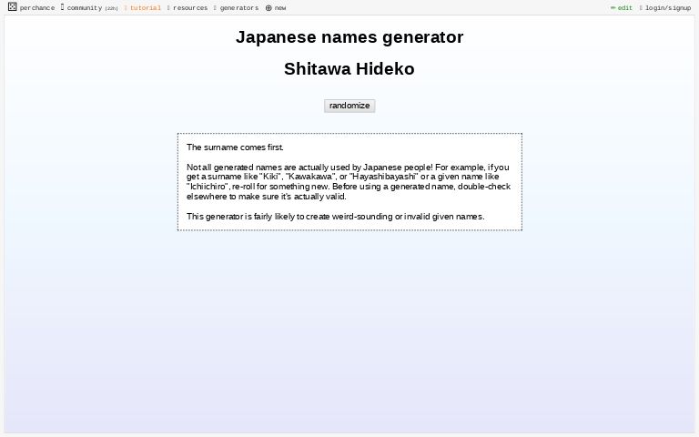 Japanese names generator