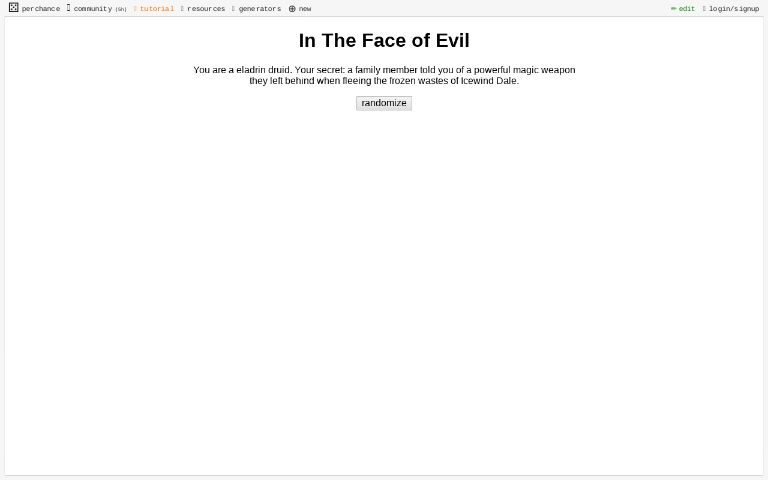 In The Face of Evil ― Perchance Generator