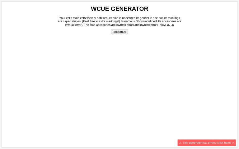WCUE GENERATOR