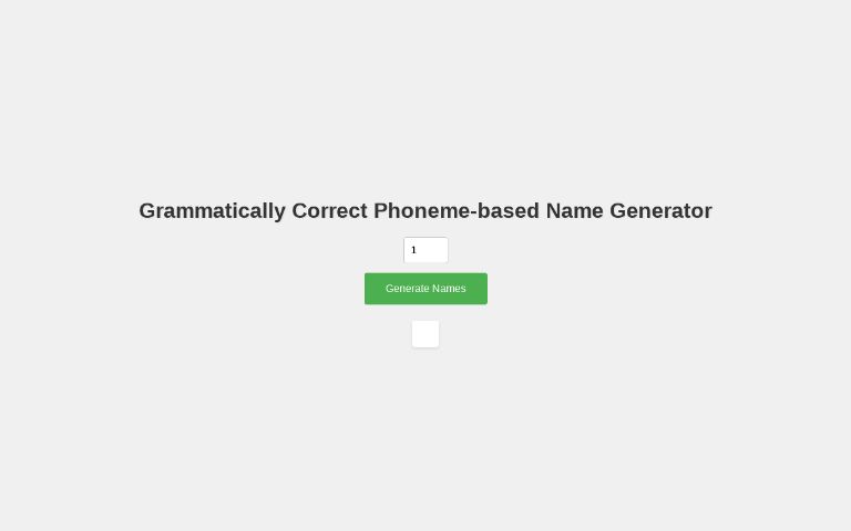 Grammatically Correct Phoneme-based Name Generator