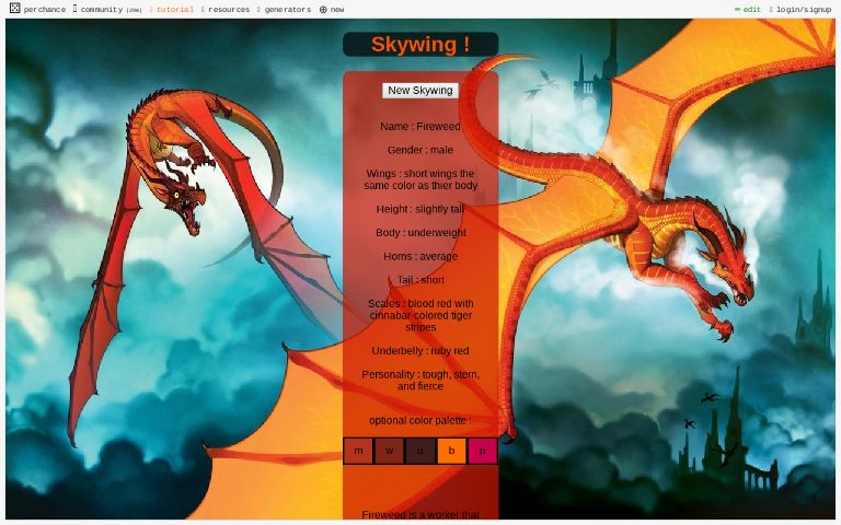 Skywing ! ― Perchance Generator