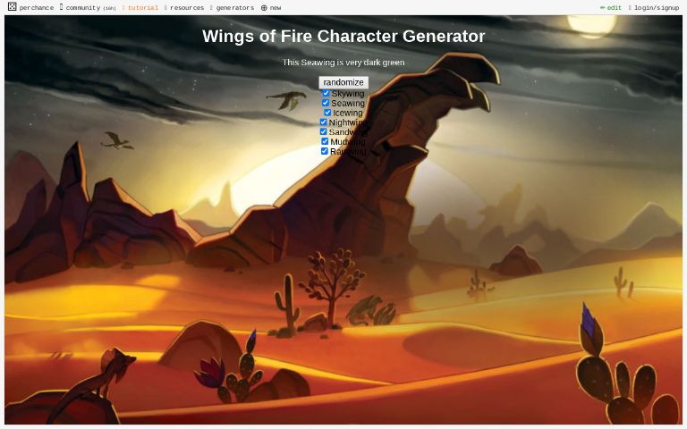Wings of Fire Character Generator