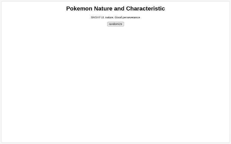 Pokemon Nature and Characteristic ― Perchance Generator