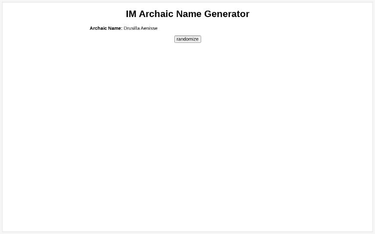 IM Archaic Name Generator