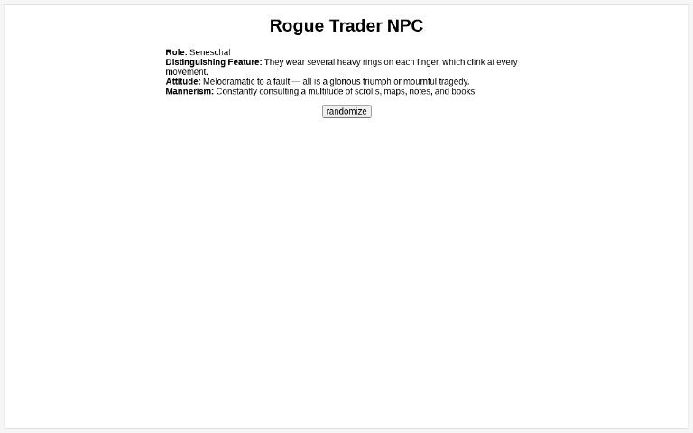 Rogue Trader NPC ― Perchance Generator