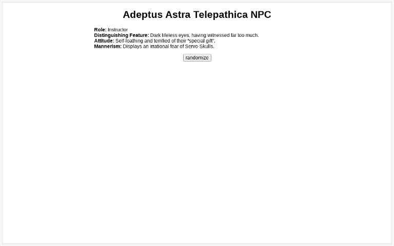 Adeptus Astra Telepathica NPC ― Perchance Generator