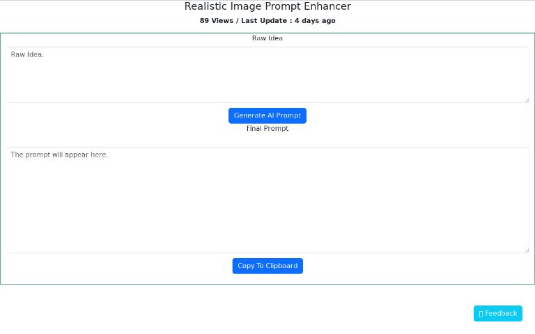 Realistic Image Prompt Enhancer ― Perchance Generator