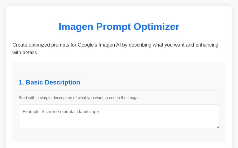 Imagen Prompt Optimizer ― Perchance Generator