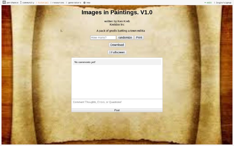 Images in Paintings. V1.0 ― Perchance Generator
