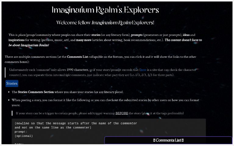 Imaginarium Realm's Explorers ― Perchance Generator