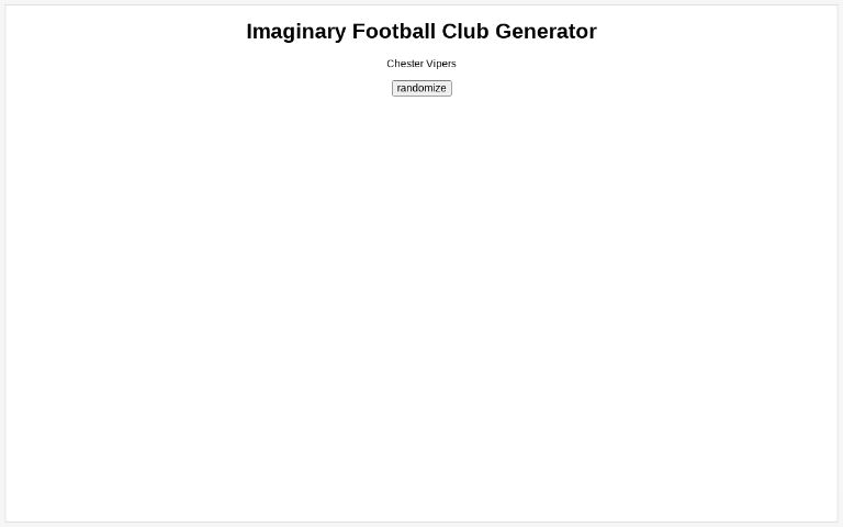 Imaginary Football Club Generator
