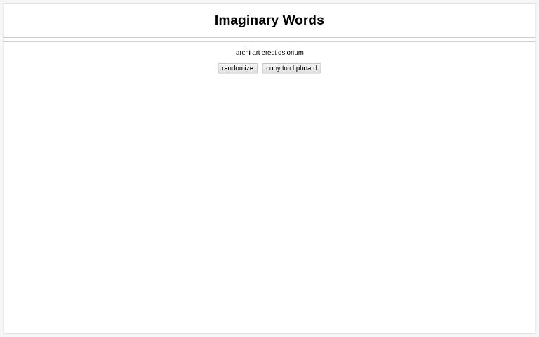 Imaginary Words ― Perchance Generator