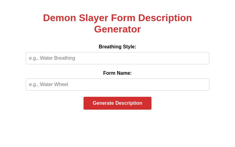 Demon Slayer Form Description Generator